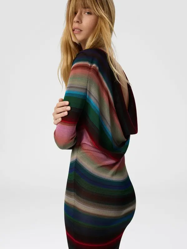 Missoni Long Backless Dress In Striped Knit
