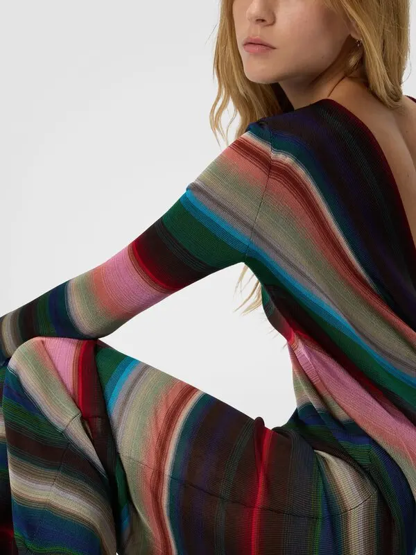 Missoni Long Backless Dress In Striped Knit
