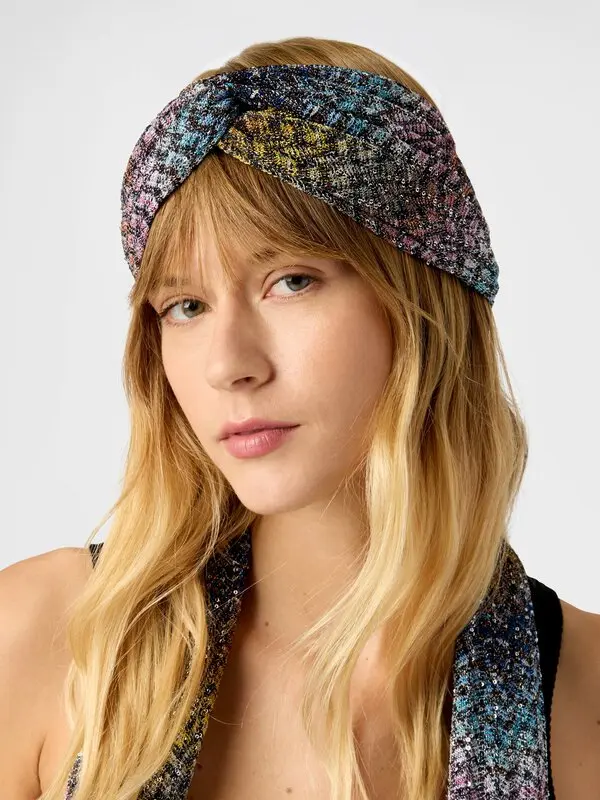 Missoni Hairband In Viscose Lamé Blend With Sequin Appliqu