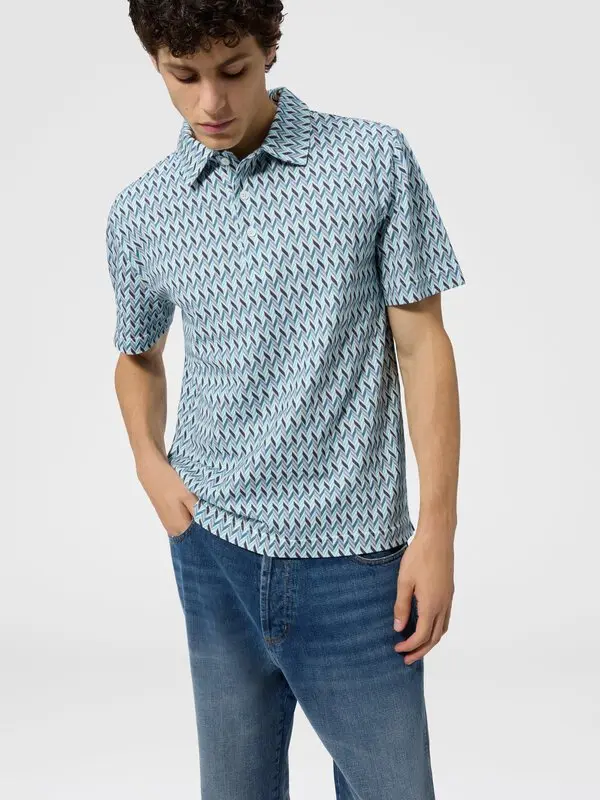Missoni Polo In Cotton Piqué With Zig Zag Motif