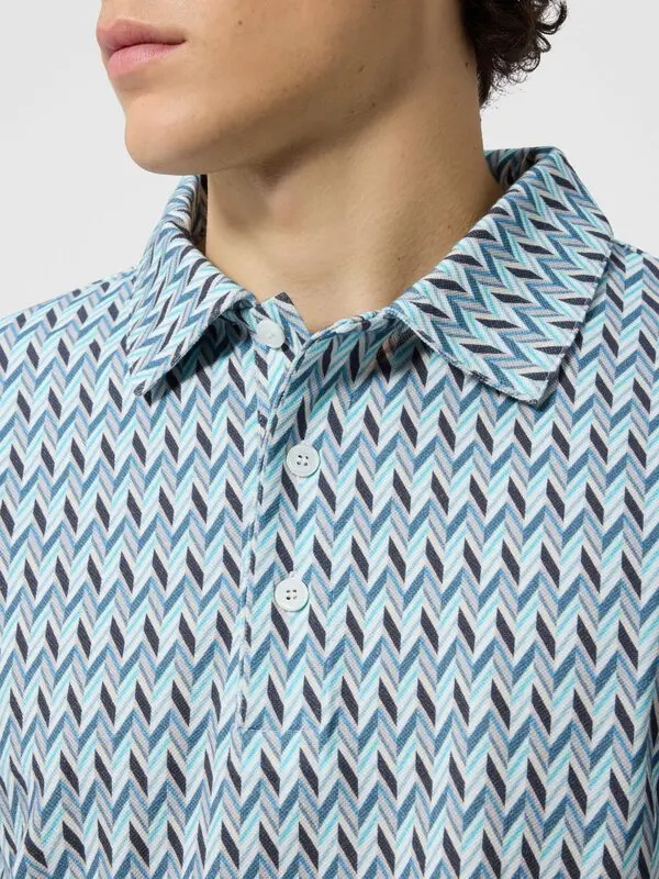 Missoni Polo In Cotton Piqué With Zig Zag Motif