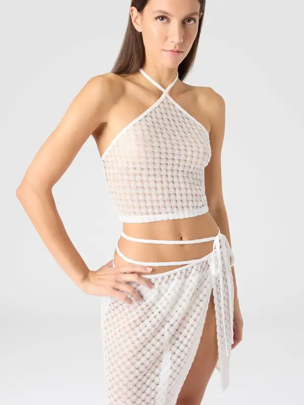 Missoni Lamé Viscose Halter Neck Top - White