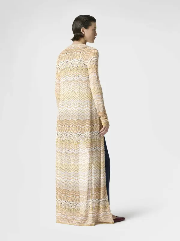 Missoni Long Cardigan With A Chevron Pattern With Sequins - Multicoloured