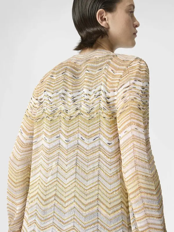 Missoni Long Cardigan With A Chevron Pattern With Sequins - Multicoloured