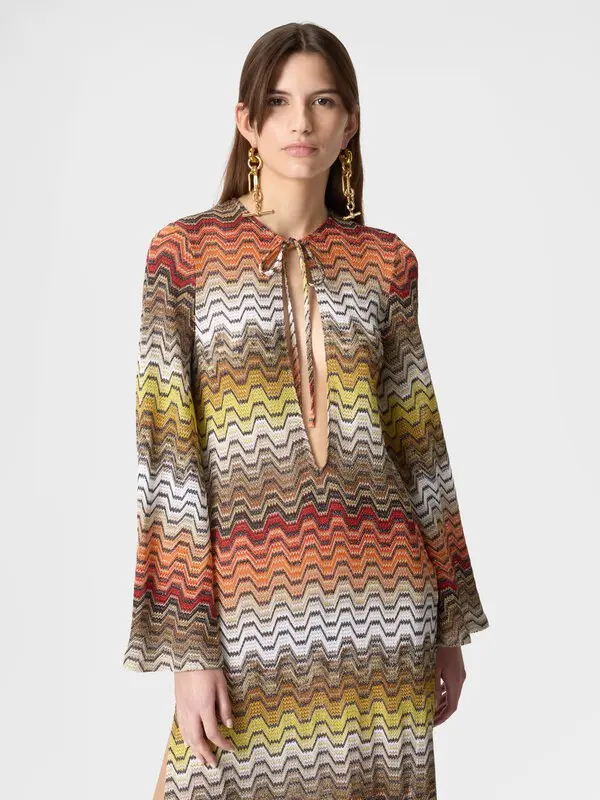 Missoni Long Dress With Greek Motif And Deep V-neckline