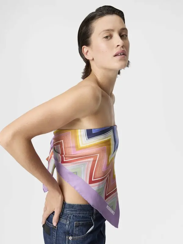Missoni Silk Foulard With Macro Zigzag Print And Logo