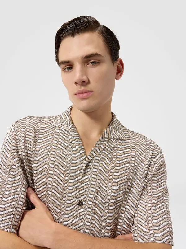 Missoni Viscose Knit Bowling Shirt With Greek Key Motif - Multicoloured