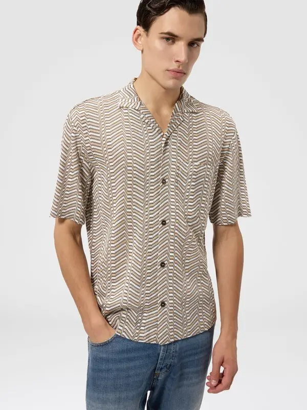 Missoni Viscose Knit Bowling Shirt With Greek Key Motif - Multicoloured