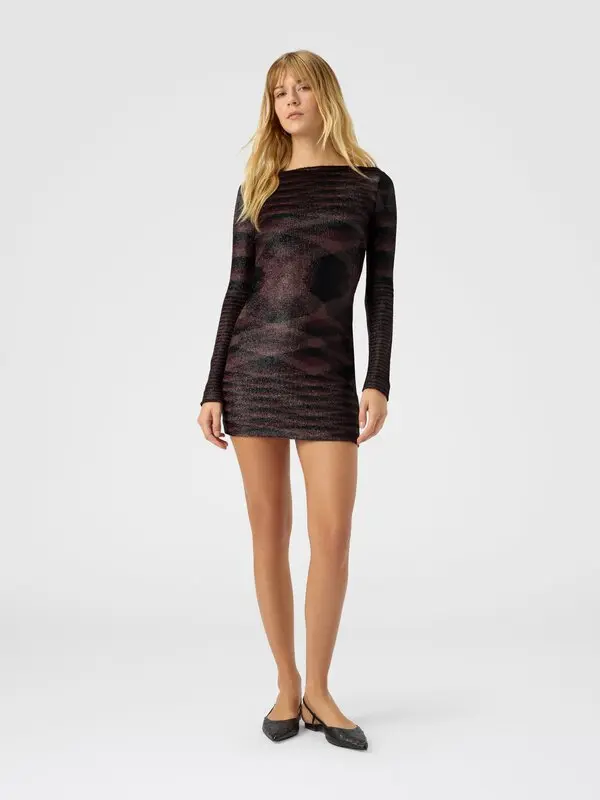 Missoni Sleeve Mini Dress With Flame Pattern