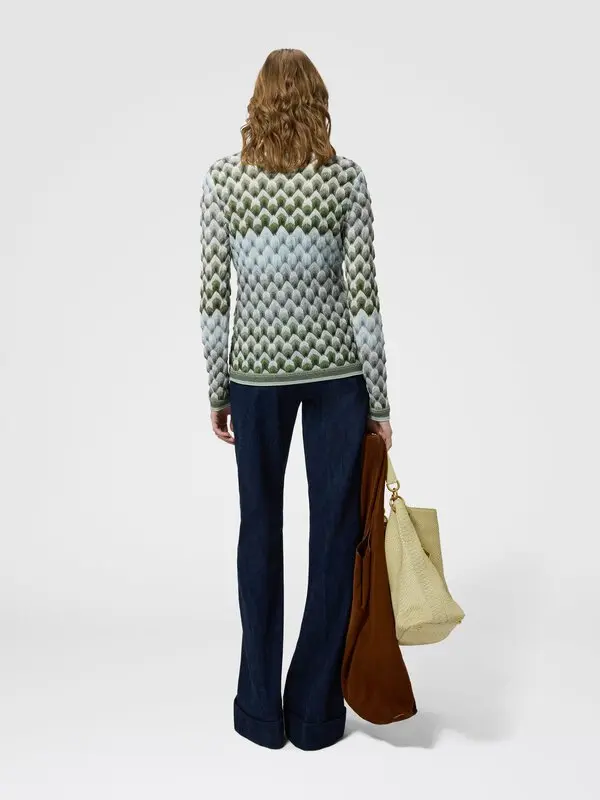 Missoni Slim Fit Viscose Lamé Cardigan With Lace Motif - Multicoloured