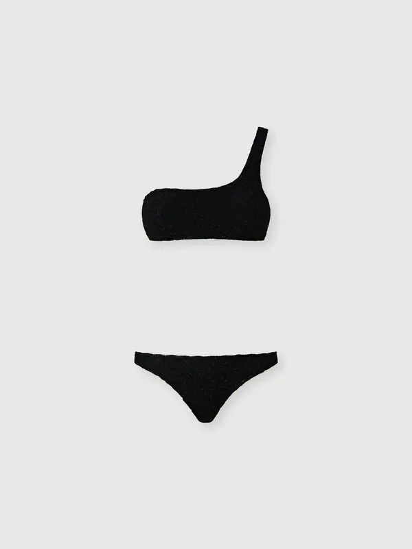 Missoni Shoulder Bikini In Lamé Viscose With Raschel Workmanship - Black