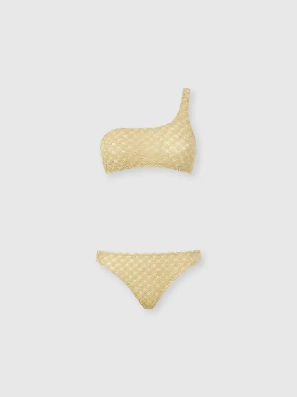 Missoni Shoulder Bikini In Lamé Viscose With Raschel Workmanship - Gold