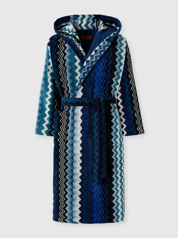Missoni Giacomo Hooded Bathrobe - Blue