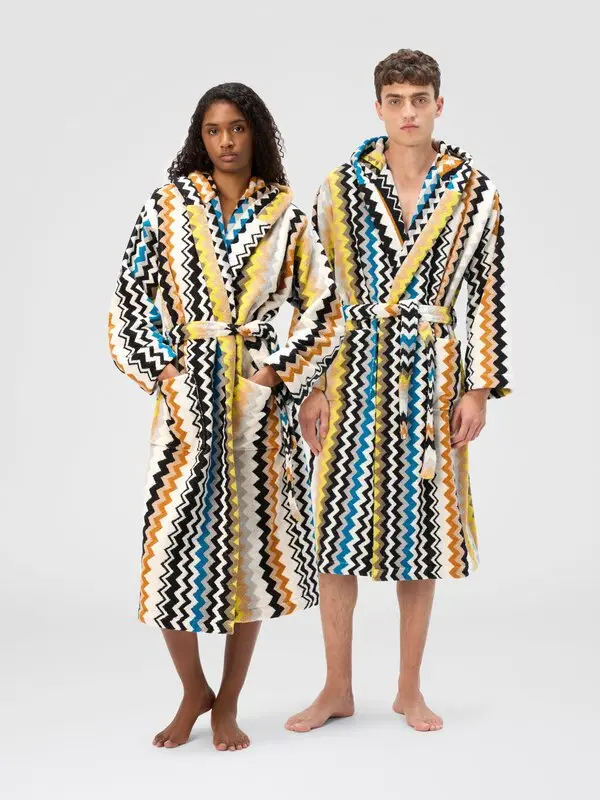 Missoni Best Cotton Terry Bathrobe Zig Zag - Black Multicoloured