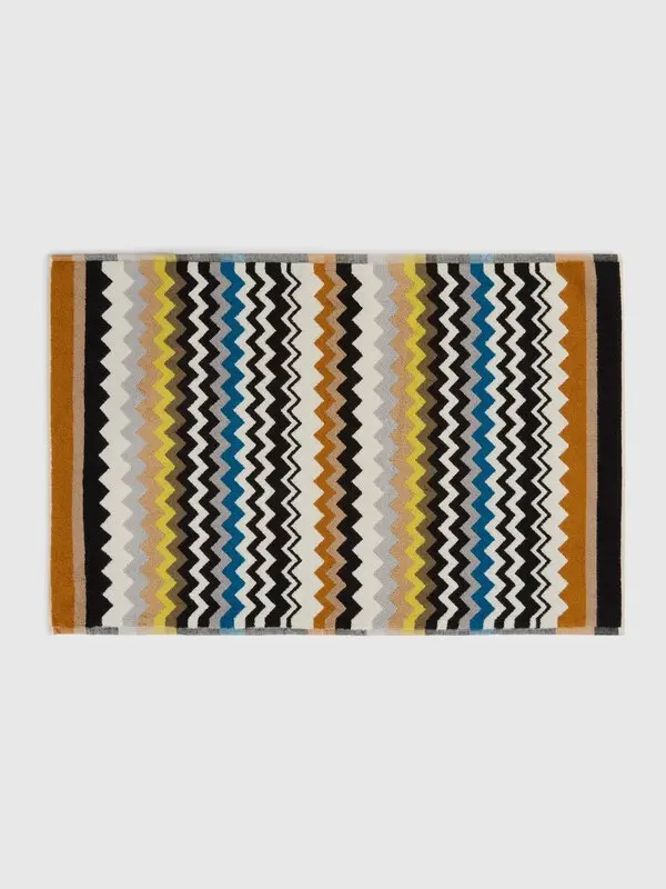 Missoni 100% Cotton Bath Mat With Chevron Pattern - Black Multicoloured