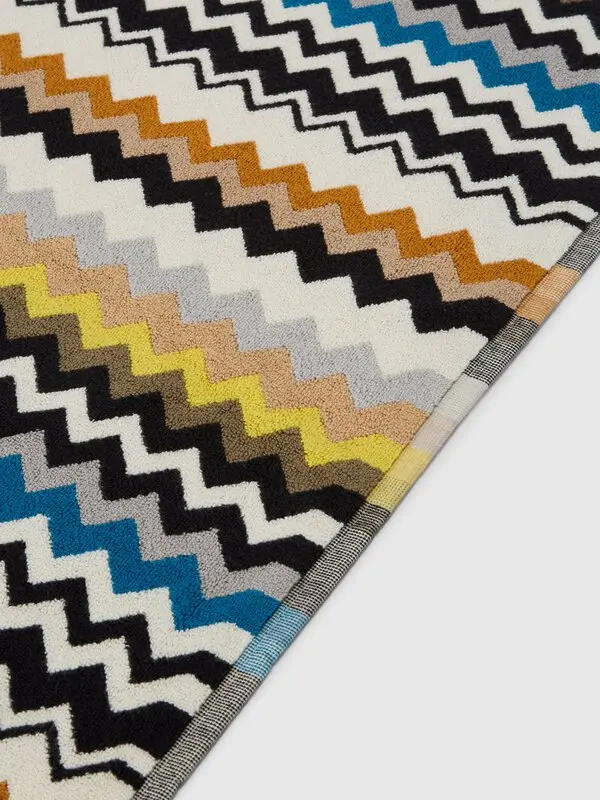 Missoni 100% Cotton Bath Mat With Chevron Pattern - Black Multicoloured
