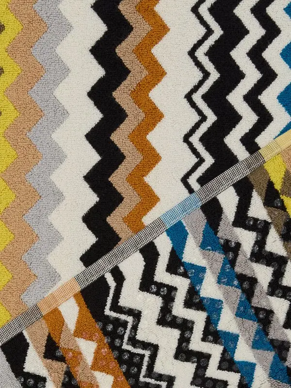 Missoni 100% Cotton Bath Mat With Chevron Pattern - Black Multicoloured