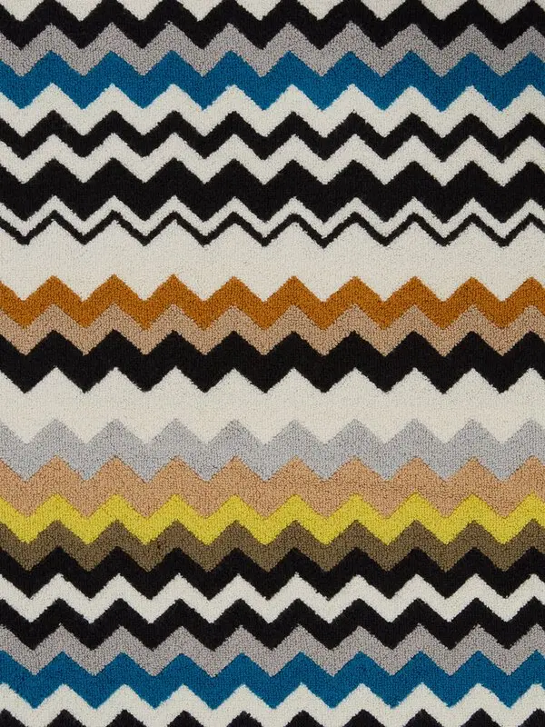 Missoni 100% Cotton Bath Mat With Chevron Pattern - Black Multicoloured