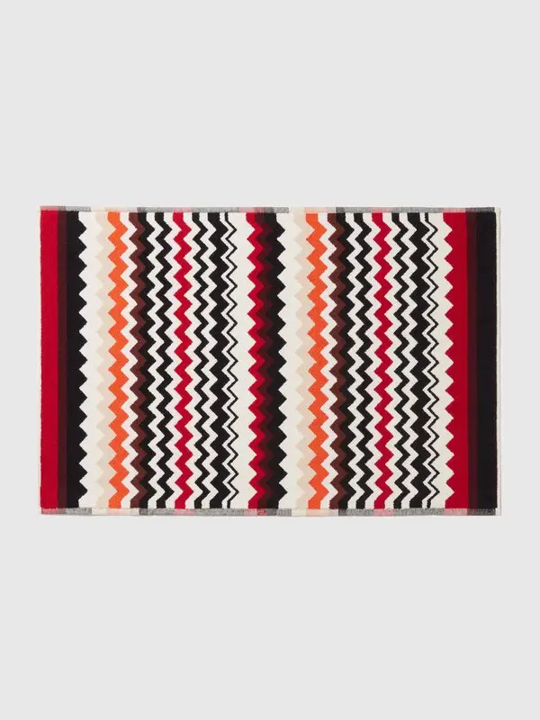 Missoni 100% Cotton Bath Mat With Chevron Pattern - Red,multicoloured