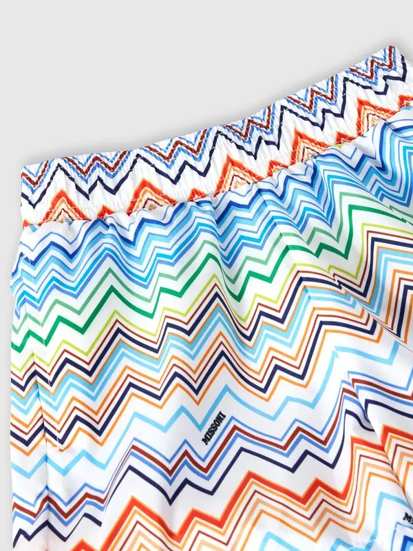 Missoni Length Swim Shorts With Zig Zag Print And Logo