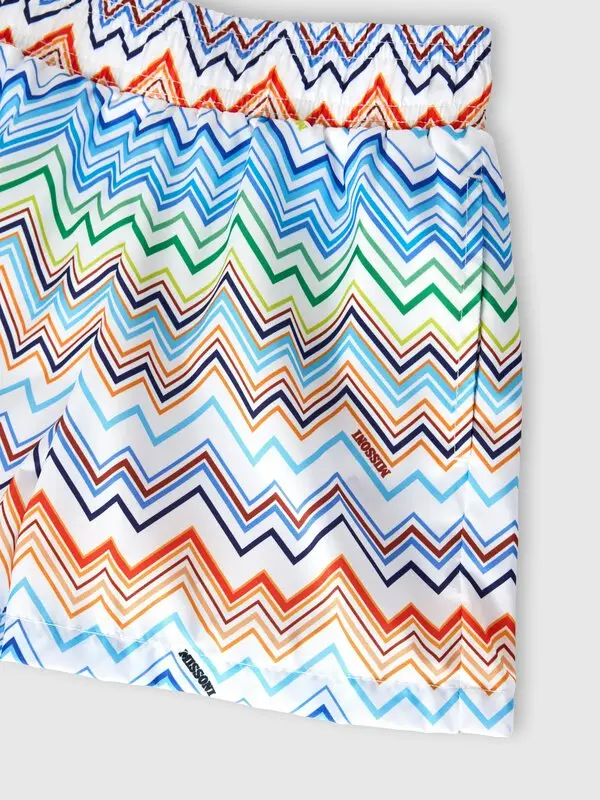 Missoni Length Swim Shorts With Zig Zag Print And Logo
