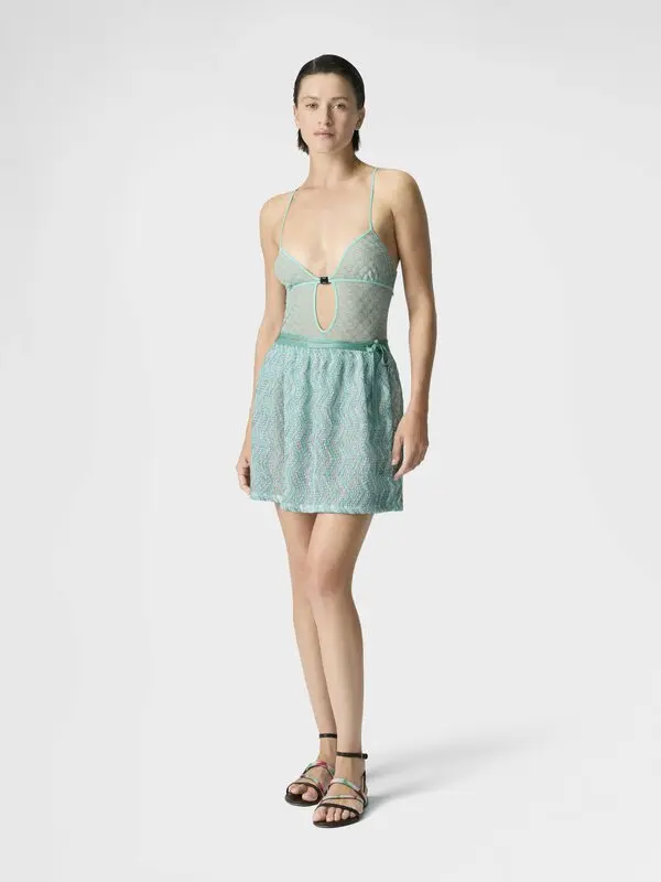 Missoni Zigzag Mesh Pareo Mini Skirt With Sequins
