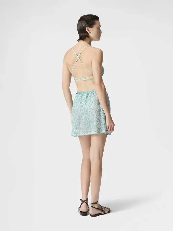 Missoni Zigzag Mesh Pareo Mini Skirt With Sequins