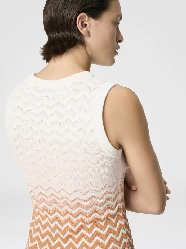 Missoni Sleeveless Chevron Dégradé Cotton And Viscose Mini Dress - Pink,rust