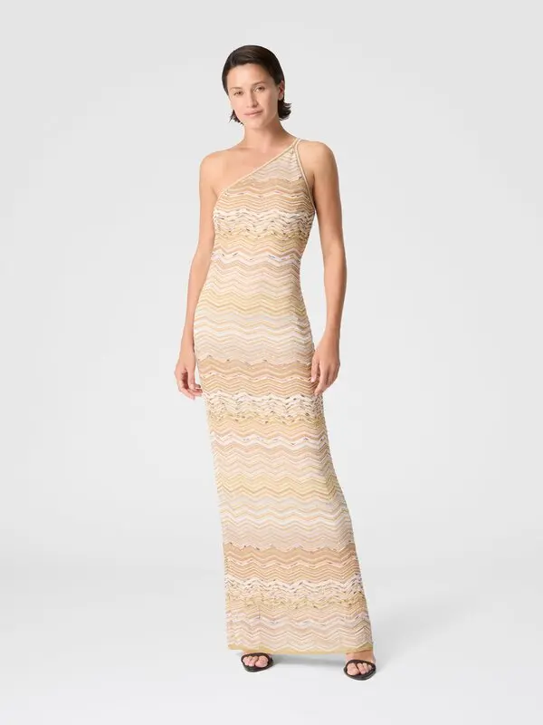Missoni Shoulder Dress With A Chevron Pattern With Sequins - Multicoloured