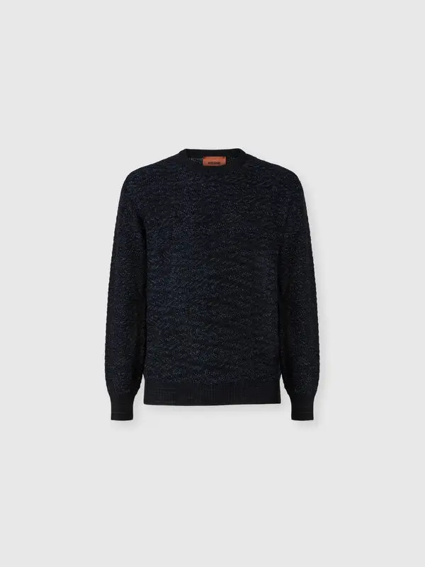Missoni Wool And Viscose Zig Zag Crewneck Pullover - Blue
