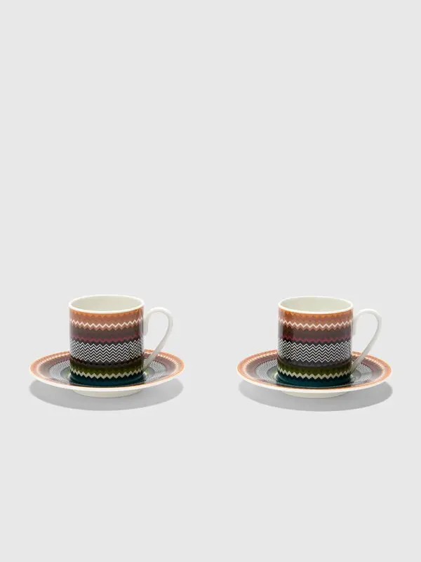 Missoni Zigzag Foliage Set Of 2 Coffee Cups & Saucers - Multicoloured