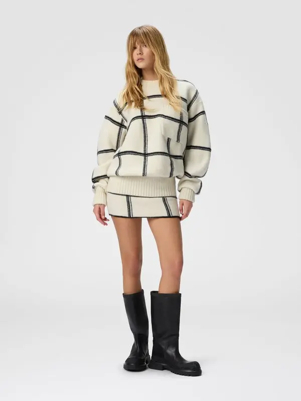 Missoni Oversized Wool Check Crew Neck Sweater