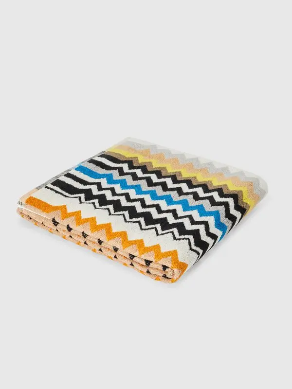 Missoni Best Bath Towel 100x150 Cm Zig Zag In Cotton Terry - Black Multicoloured