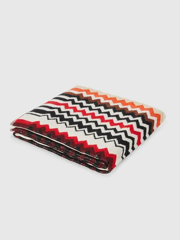 Missoni Best Bath Towel 100x150 Cm Zig Zag In Cotton Terry - Red,multicoloured