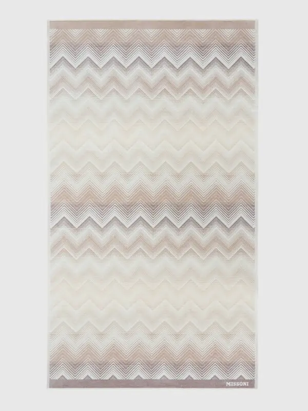 Missoni Marea Beach Towel In 100% Cotton 180x100 Cm With Zig Zag Pattern - Beige