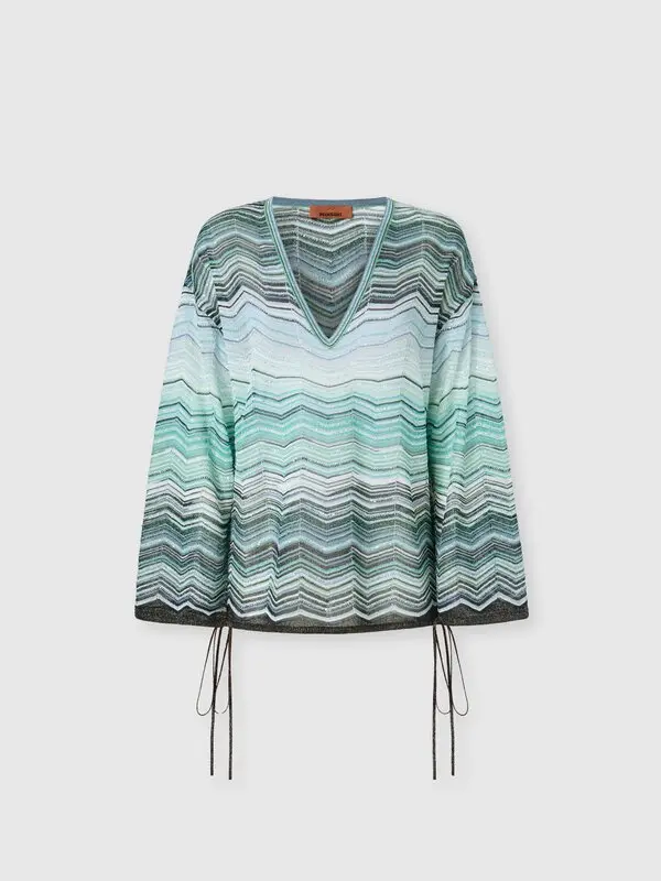 Missoni Chevron Lamé Viscose Blouse With Sequins - Turquoise