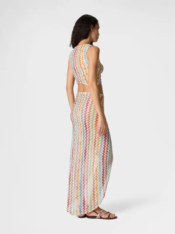 Missoni Crop Top In Lamé Viscose With Micro Zigzag Pattern