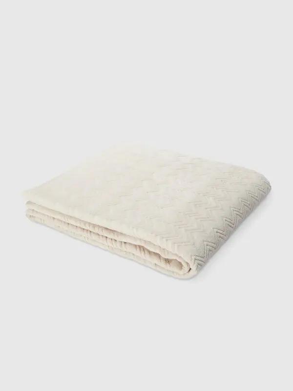 Missoni Chalk 150x100 Cm Beach Towel In Zigzag Cotton Terry Cloth - Brown