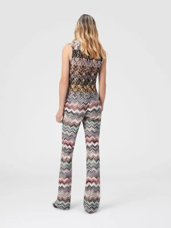 Missoni Neck Top In Striped Embroidered Lace