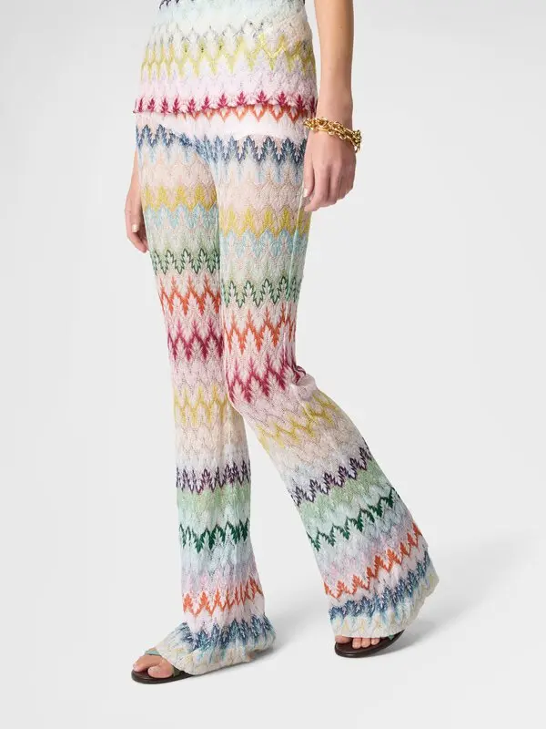 Missoni Zig Zag Motif Lamé Flare Trousers - Multicoloured