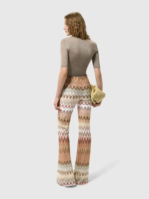 Missoni Zig Zag Motif Flare Trousers In Viscose-blend Lam