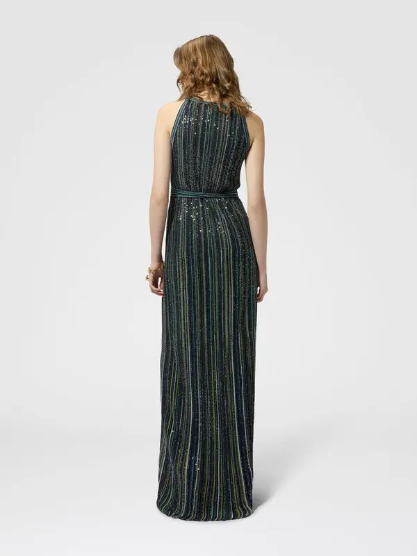 Missoni Long Striped Knit Dress With Sequins