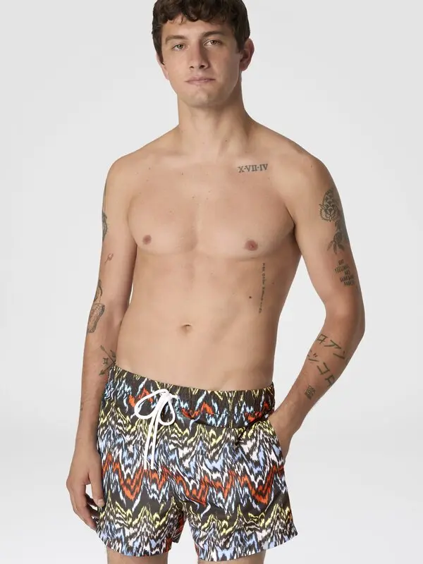 Missoni Length Swim Shorts With Abstract Zigzag Print