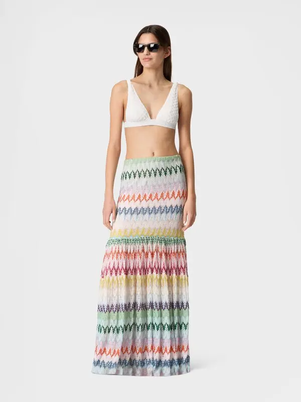 Missoni Long Ruffle Lace Motif Skirt - Multicoloured