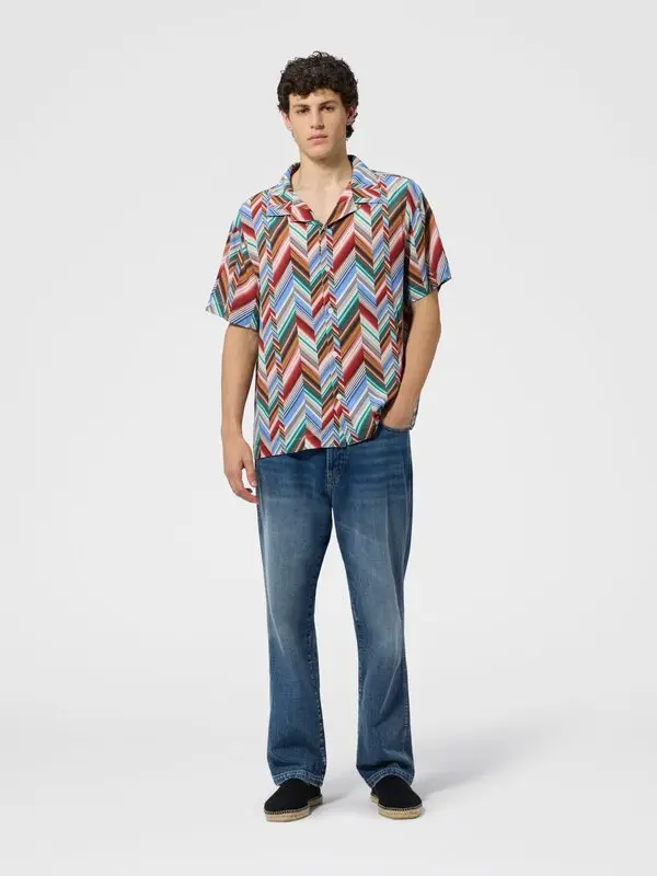 Missoni Bowling Shirt In Pure Viscose With Zig Zag Motif