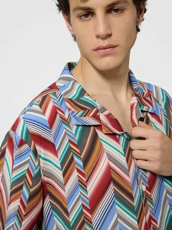 Missoni Bowling Shirt In Pure Viscose With Zig Zag Motif
