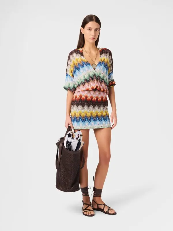 Missoni Mini Skirt In Viscose Lamé Lace Motif