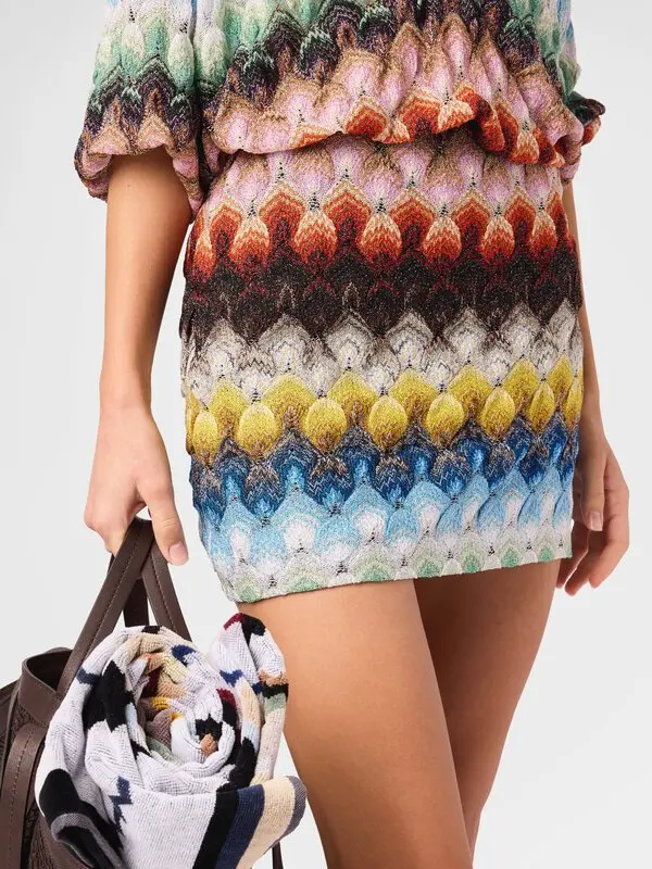 Missoni Mini Skirt In Viscose Lamé Lace Motif