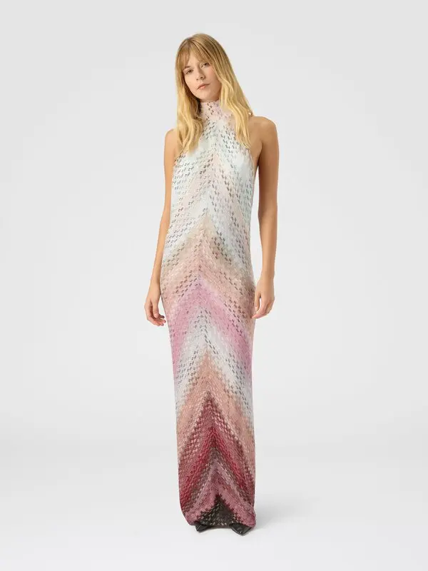 Missoni Neck Dress With Staggered Zigzag Pattern