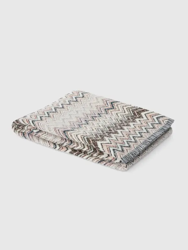 Missoni Plaid Blanket 130x195 Cm Cotton And Wool Blend Chevron - Orange Multicoloured